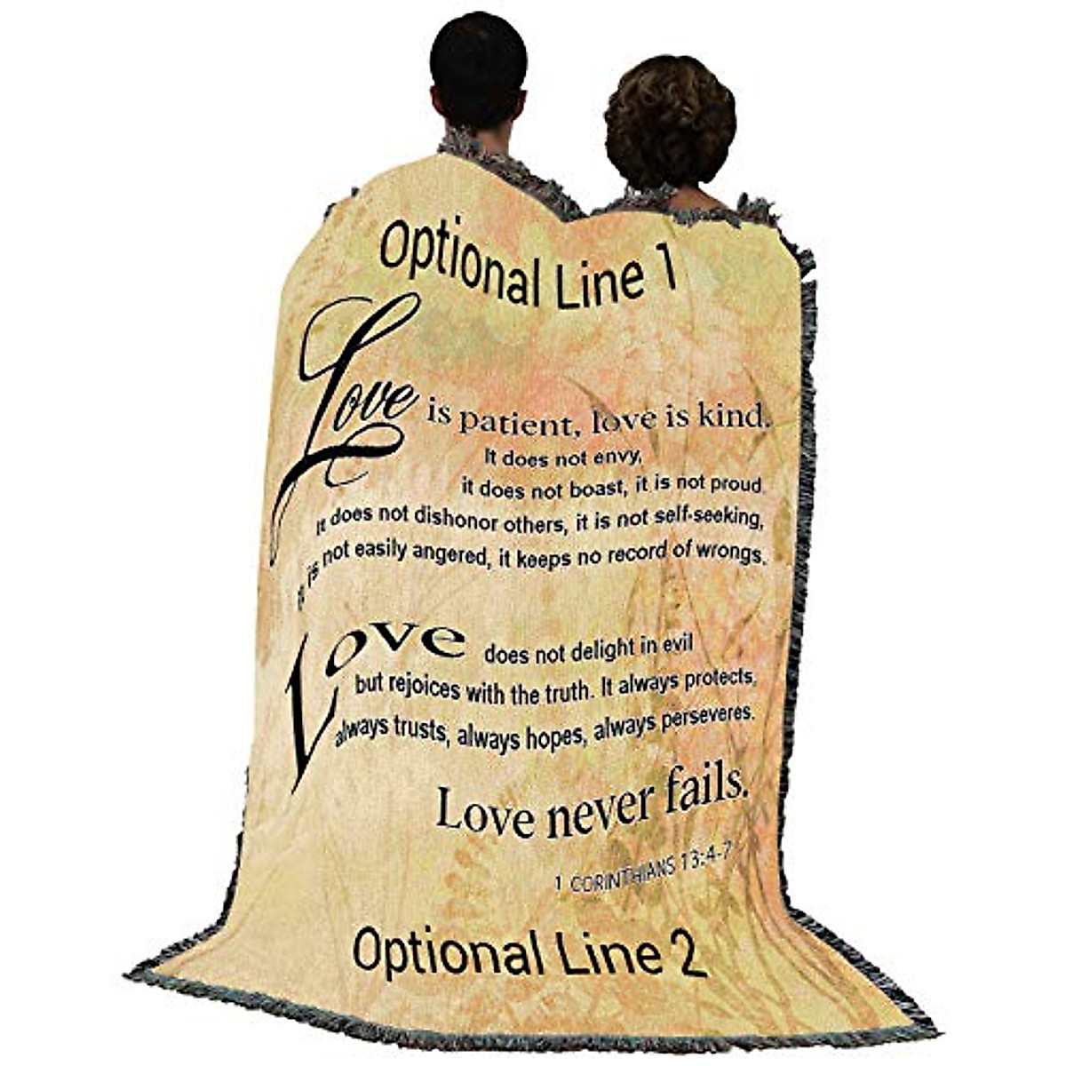Pure Country Weavers Love is Patient Love is Kind Blanket 3 - Scriptures - 1 Corinthians 13 - Personalized - Custom Wedding Gift Tapestry Throw Woven from Cotton - Made in The USA (72x54)