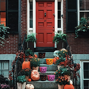 KEPATO Halloween Pumpkin Candy Bucket, 3 Pack Large Plastic Trick or Treat Basket for Kids, Portable Halloween Candy Pumpkin Pails for Halloween Party Decor Favors