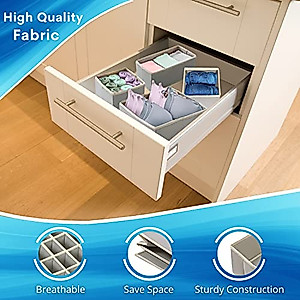 Ecomm Pros, 10 Pack Fabric Drawer Dividers Dresser Organizer, 92 Cell Underwear Organizer, Sock and Bra Organizer- Perfect Drawer Organizers for Clothing, Baby Clothes Nursery Drawer Organizer Storage