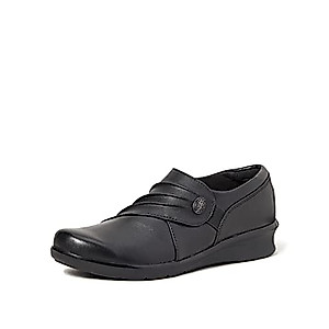 Clarks Women's Hope Roxanne Loafer, Black Leather, 9.5 W US