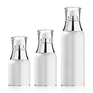 EOPER Airless Pump Jars 30/50/100ML, 3 Pieces Empty Refillable Cosmetic Air Pump Jars Bottles Airless Lotion Cream Sample Containers Makeup Vials Accessories Leak-Proof DIY Travel, Pearly White
