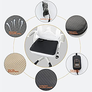 OLYDON Heated Pad for Office Chair, Square Leather Heating Pad with Auto Shut Off & Intelligence Temperature Controller, Universal Seat Warmer for Home, Office Chair (Black)