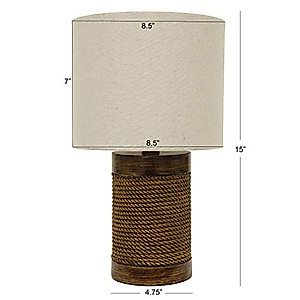 Decor Therapy TL15455 Cali Rope Wrapped Polyresin Accent Lamp, Natural, Faux Wood