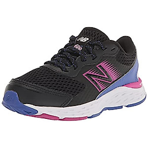 New Balance Kid's 680 V6 Lace-up Running Shoe, Black/Magenta Pop/Aura, 2 Little Kid