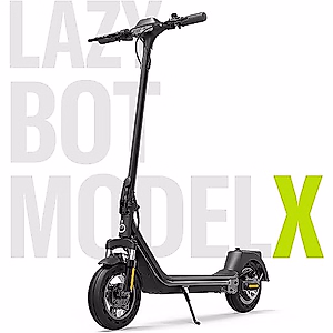 Lazy BOT X Electric Scooter 350W (500W Max) Motor, Best Battery up to 28 Mile Range, 18 MPH, Triple Pro-Disc Brakes, 10" Tires, Headlight, Front + Rear Suspension