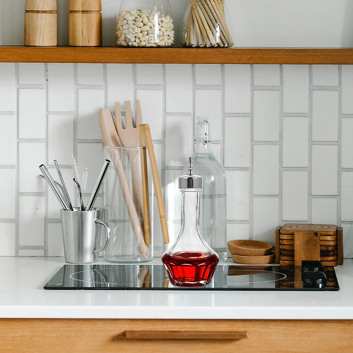 FAVOMOTO Glass Bitters Bottle Professional Japanese Bitters Dasher Dasher Top Decorative Bottle Cocktail Bartending Supplies for Home Kitchen Bar Silver