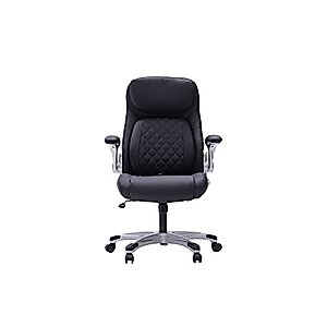 Nouhaus +Posture Ergonomic PU Leather Office Chair. Click5 Lumbar Support with FlipAdjust Armrests. Modern Executive Chair and Computer Desk Chair (Black)