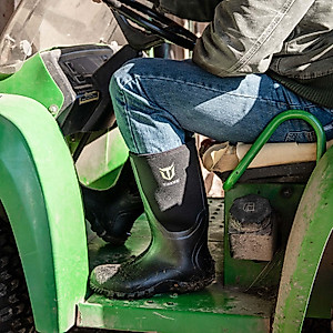 TIDEWE Rubber Boots for Men Multi-Season, Waterproof Rain Boots with Steel Shank, 6mm Neoprene Sturdy Rubber Outdoor Hunting Boots Size 11 (Black)