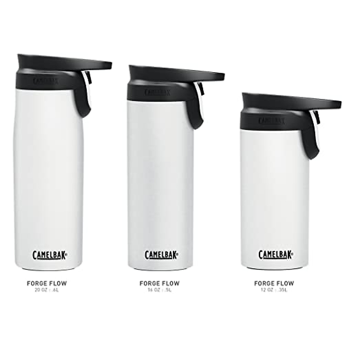 CamelBak Forge Flow Coffee & Travel Mug, Insulated Stainless Steel - Non-Slip Silicon Base - Easy One-Handed Operation - 16oz, Black