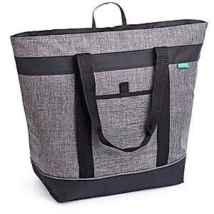 Jumbo Insulated Cooler Bag (Charcoal) with HD Thermal Foam Insulation. Premium Quality Soft Cooler Makes a Perfect Insulated Grocery Bag, Food Delivery Bag, Travel Cooler bag, or Beach Cooler