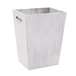 Farmlyn Creek 2 Piece Rustic Bathroom Trash Can Set with Handles for Bedroom, Living Room, Office (White-Washed, 2 Sizes)