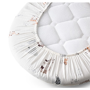 Musioiy Muslin Bassinet Sheets for Baby Girls and Boys, Soft & Breathable Cotton Bed Oval, Hourglass Rectangular Cradle Mattress, 2 Pack,(Animal Print Stars, White Grey (CRIB202305)