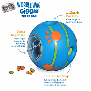 Wobble Wag Giggle Treat Ball- Interactive Dog Toy & Treat Dispenser, Fun Giggle Sounds When Rolled or Shaken, Great for Dogs Pets Know Best