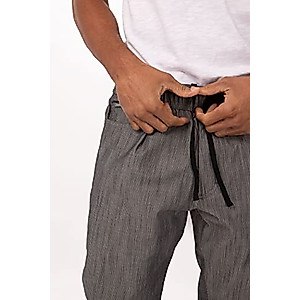 Chef Works Men's Jogger 257 Chef Pants, Black White Stripe, Large