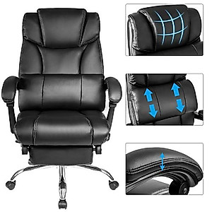 Reclining Office Chair with Footrest- High Back Napping Desk Chair Computer Chair w/Lumbar Support Armrest Adjustable Tilt Swivel Computer Gaming Chair for Home &Office