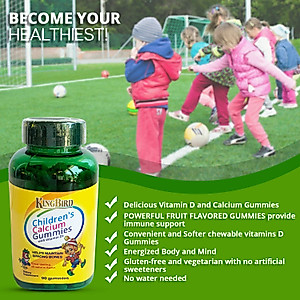 Children's Calcium Chewable Gummies with Vitamin D - Supplement for Adults Kids - Immune System Booster, Immunity Defense, High Absorption - Non GMO, Gluten Free 90 Gummies