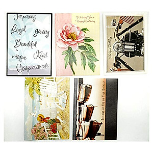 50 Assorted Everyday All Occasion 5 by 7 Greeting Cards with Envelopes, 34 Birthday, 4 Sympathy, 4 Blank, 2 Thank You, 2 Get Well, 2 Thinking of You, and 2 Anniversary Congratulations