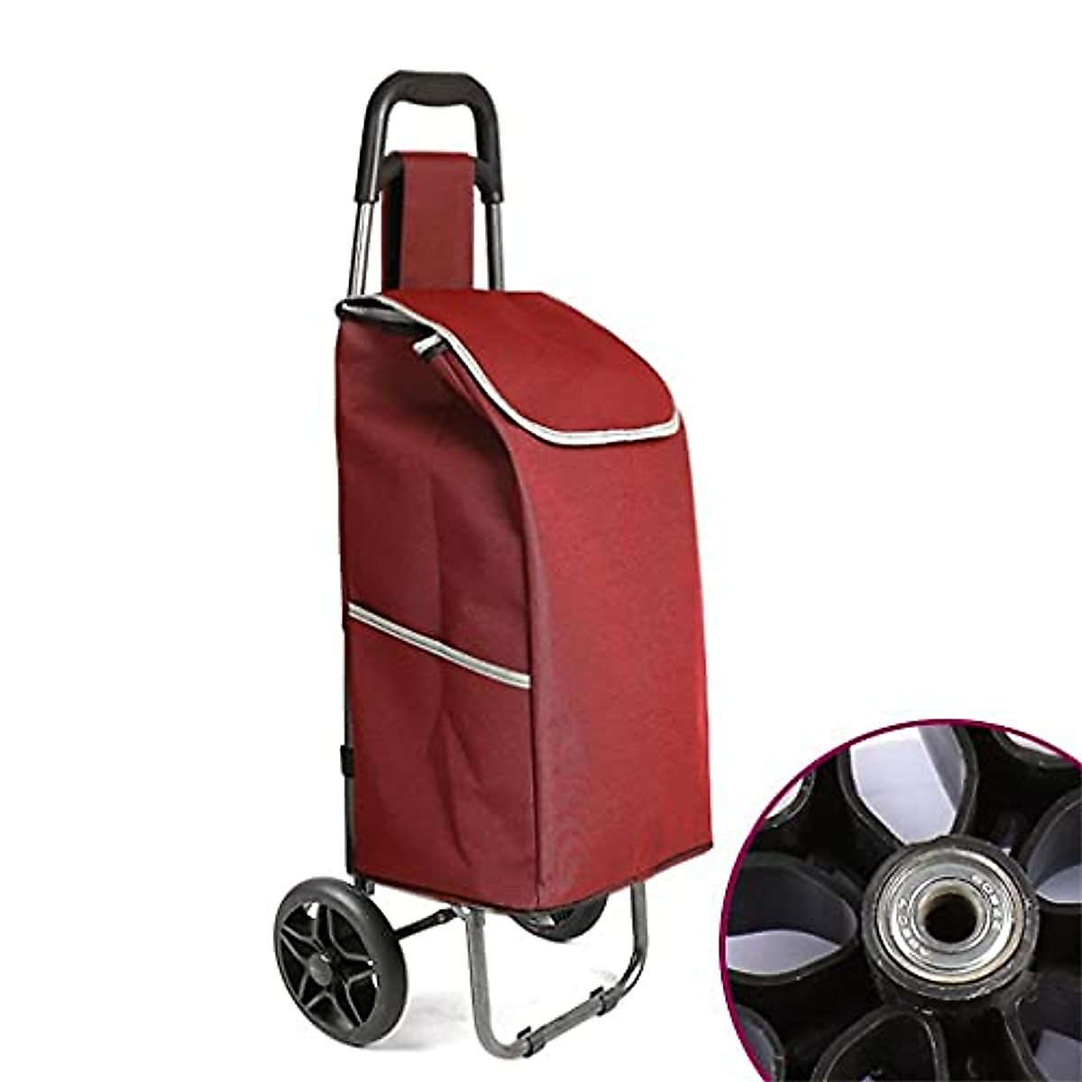 Shopping Trolley on Wheels Multi Function Shopping Cart Travel Elderly Cart Collapsible Portable Cart Luggage Cart Lever Car Trolley Storage Hand Trucks,Light Brown ,