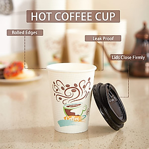 Lamosi 60 Pack - 16 oz Disposable Coffee Cups with Lids, To Go Coffee Cups with Lids, Hot/Cold Paper Cups for Tea, Chocolate, 16 Ounce