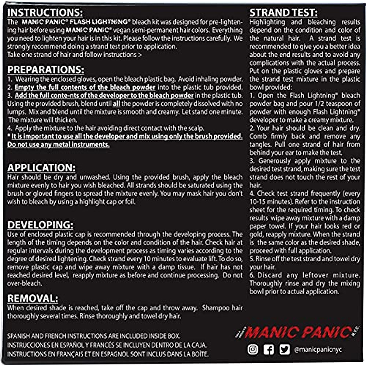 MANIC PANIC Flash Lightning Hair Bleach Kit - 30 Volume Developer + Bleach Powder for Hair Lightening + Lifting up to Five Levels - Vegan And Cruelty Free