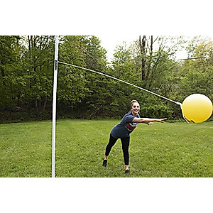 Franklin Sports Tetherball Set - Full Tetherball Game Set with 8' Pole, Rope + Ball Included - Portable Steel Backyard + Beach Kit with Carry Bag - Recreational, White