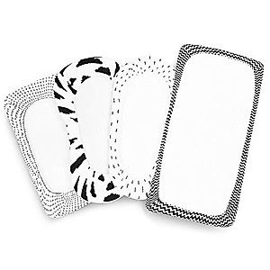 Bassinet Bed Sheets – Premium Bassinet Fitted Sheet for Halo, Mika Micky, Maxi COSI & Others - 4 Pack 100% Jersey Knit - Bassinet Bedding for Standard Size Oval or Halo Bassinet Pads for Boys & Girls