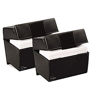 1InTheOffice Index Card Box 5x8 Index Card Holder, 400 Card Capacity Black (2 Pack)