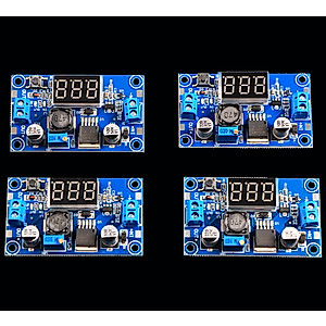 LM2596 Buck Converter 4-40V to 1.25-37V DC to DC Converter Adjustable Voltage Regulator with LED Voltmeter Display, Pack of 4Pcs