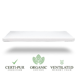 Modera Baby Crib Topper | Organic Cotton Mattress Pad for Standard Baby Crib & Toddler Bed with Washable Waterproof Protector Cover, Soft Ventilated Foam Padding & Nonslip Gripped Bottom | 52”x27”x2”