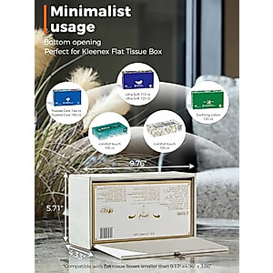 Cloudever Tissue Box Holder Cover Rectangular, Modern PU Leather Decorative Tissue Holders Organizer-Ivory