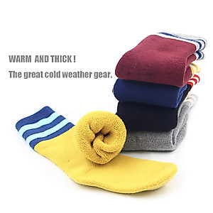 HowJoJo Boys Thick Fleece Socks Kids Winter Warm Thermal Crew Seamless Socks 5 Pack 3T/4T/5T