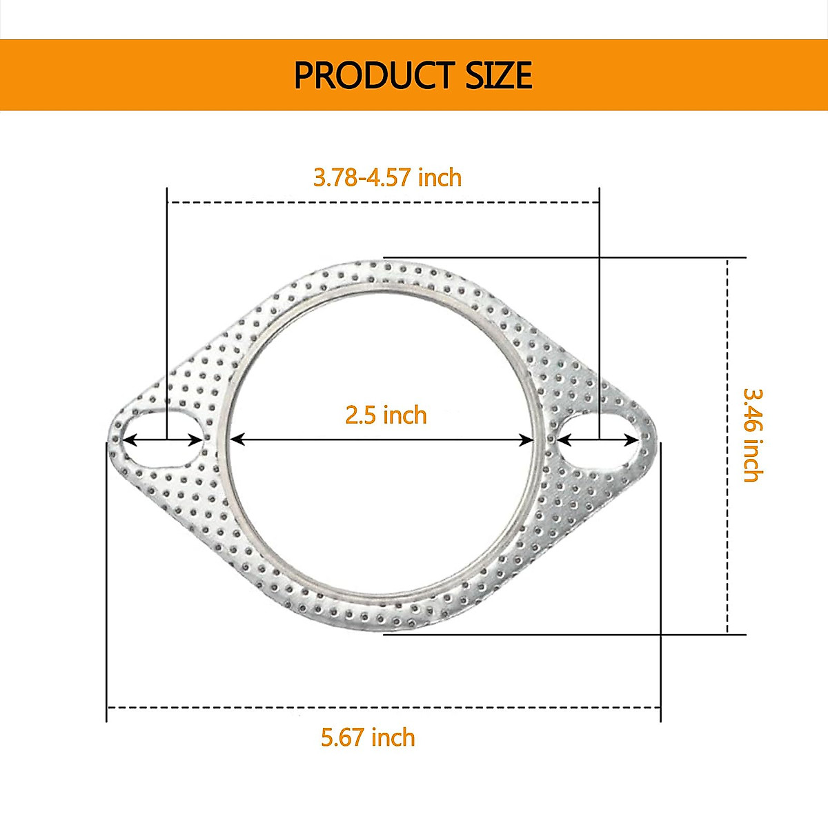 GKmow 2 PCS Car Exhaust Pipe Interface Gasket, Stainless Steel Graphite Composite Plate High Temperature Resistant Muffler Sealing Gasket, Exhaust Manifold Parts, Suitable for Most Models (Silver)