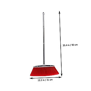 HAWILLOSCH Cleaning Btush Hair Cleaning Broom Long Handle Broom Soft Home Cleaning Supplies Floor Sweeping Broom Office Garbage Cleaner Floor Sweeper Broom Kitchen Broom Red Stainless Steel