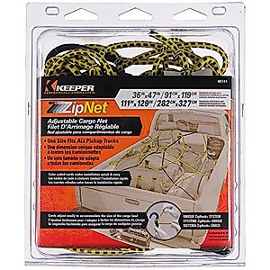 Keeper - 36” x 47” Adjustable Cargo ZipNet with ZipHook - Fully Adjustable and Expands to Maximum Stretched Size of 111” x 129”