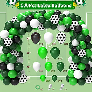 Soccer Party Decorations, 122Pcs Soccer Birthday Party Decorations Supplies with Soccer Balloons Happy Birthday Banner Tablecloth and Cake Toppers for Soccer Birthday Party Supplies