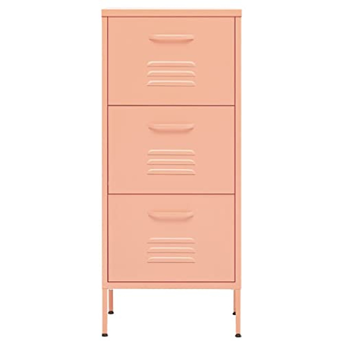 GOLINPEILO Metal 3-Drawer Storage Cabinet, Steel Drawer Storage Organizer, Metal Storage Dresser Cabinet, Office Storage File Cabinet for Home Office Organization, 16.7"x13.8"x40" Pink
