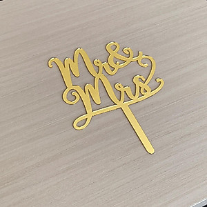OIXCMNJQ Mirror Gold Mr & Mrs Cake Topper - Bride and Groom Cake Topper, Wedding Anniversary Bridal Shower, Engagement Decorations, Wedding Party Decorations Supplies, Acrylic