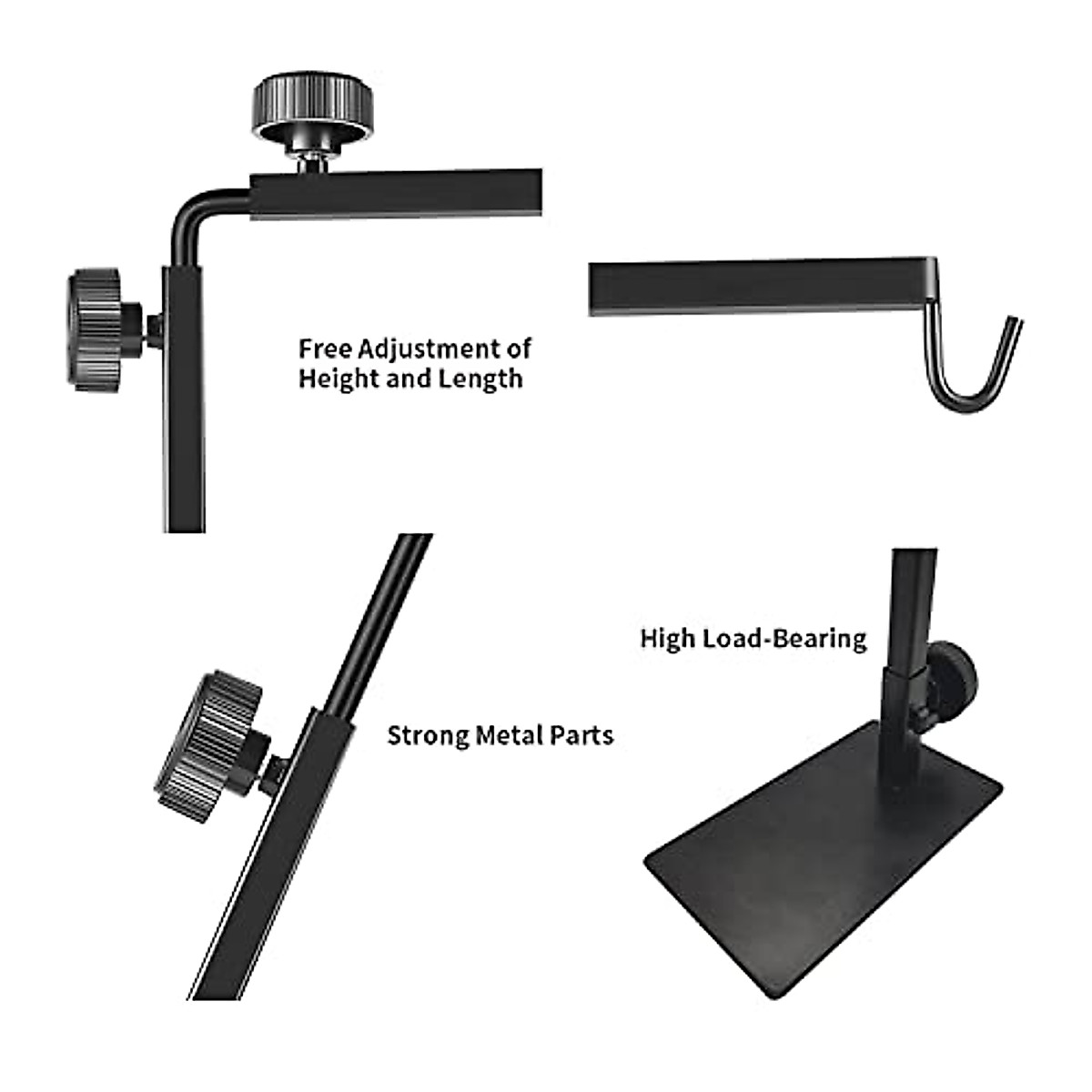 BOURDSERK Reptile Lamp Stand, Adjustable 16-31 Inch Domes Heat Lamp Metal Bracket Floor Light Holder for Reptile Terrarium Lighting Heating Light and Dome lampshade, Large