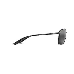 Maui Jim Men's and Women's Kaupo Gap Polarized Aviator Sunglasses, Black Gloss/Neutral Grey, Medium