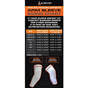 Padded Sports Arm Compression Sleeve for Men, Women - Arm Sleeve Elbow Pads - Football, Baseball, Basketball - 1 Pair