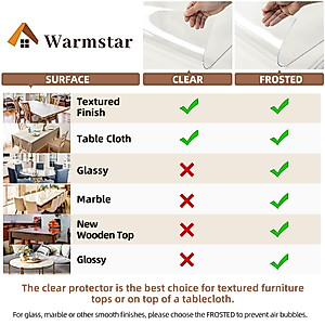 Warmstar Clear Table Cover Protector 24 x 48 Inch, 2mm Thick Plastic Table Cover Rectangle,PVC Clear Table Protector,Desk Protector Mat for Kitchen, Dresser, Writing Desk，Dining Room Table