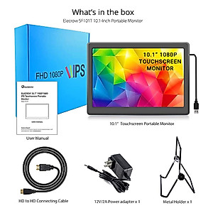 ELECROW 10.1 Inch Touchscreen Monitor Compatible with Raspberry Pi Screen 1920X1080p IPS Monitor VGA HD Display for Laptop Jetson Nano Win PC (Touch Sceen Version)