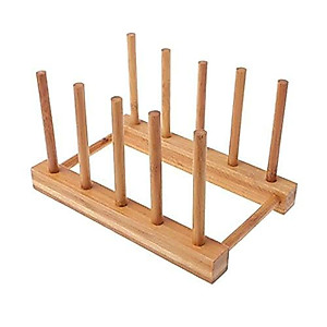 YWSHF Bamboo Wooden Dish Rack Dishes Drainboard Drying Drainer Storage Holder Stand Kitchen Cabinet Organizer for Dish/Plate/Bowl/Cup/Pot Lid/Book