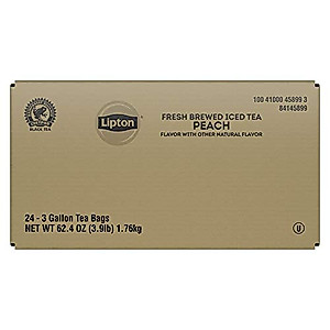 Lipton Iced Tea Bags, Peach Black Tea, Unsweetened Iced Tea, 3 Gallon-Sized Tea Bags(Pack of 24)