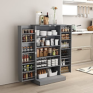 HOMEFORT 41" Kitchen Pantry Cabinet, Storage Cabinet with 6 Adjustable Shelves, Space Saving Cupboard Cabinet for Kitchen Pantry Office