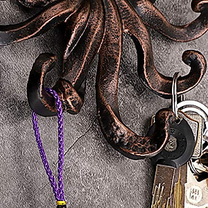Sumnacon 6 Inch Cast Iron Octopus Decorative Coat Hook - Wall Mounted Nautical Hand Towel Rack Holder with Screws, Rustic Metal Clothing Hanger for Bedroom/Bathroom/Kitchen/Balcony, Red Bronze