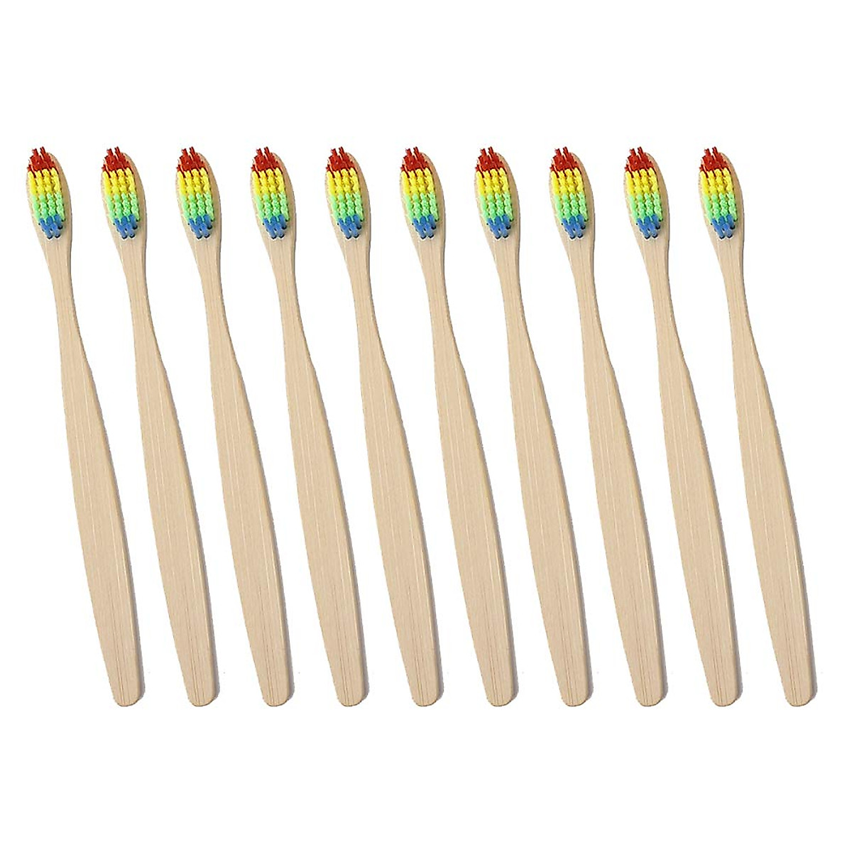 Magik 10-20Pcs Bamboo Toothbrush 100% Natural Organic Medium Bristle BPA-Free Bristles (10 Pack, Rainbow)