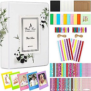 BigTrend 2x3 Inch Photo Paper Film Album Set for Fujifilm Instax Mini Camera, Polaroid Snap, Z2300, SocialMatic Instant Cameras & Zip Instant Printer (Panda, 64 Pockets)