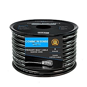6 Gauge Primary Boat Cable - 20 ft Marine Grade Wire Tinned Oxygen-Free Copper - 6 AWG UL 1426 Standard PVC Wire for Boat, Automotive, Speakers, Camper & Trailers
