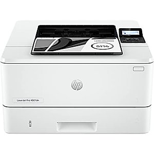 HP Laserjet Pro 4001dn Single-Function Monochrome Laser Printer, White - Print only - Mobile Printing, 42 ppm, 1200 x 1200 dpi, Auto 2-Sided Printing, 8.5 x 14, Ethernet, Hi-Speed USB